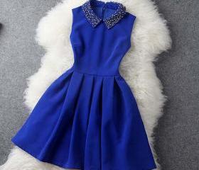 Blue Dress With Collar on Luulla