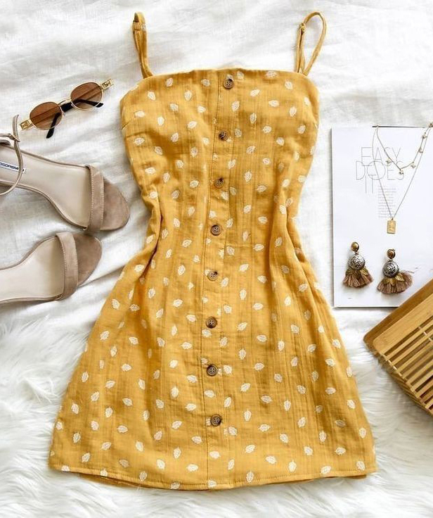 Printed Sling Backless Bow Dress on Luulla