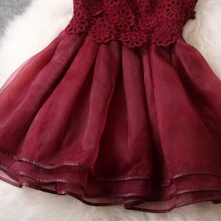 Wine Red Lace Dress on Luulla