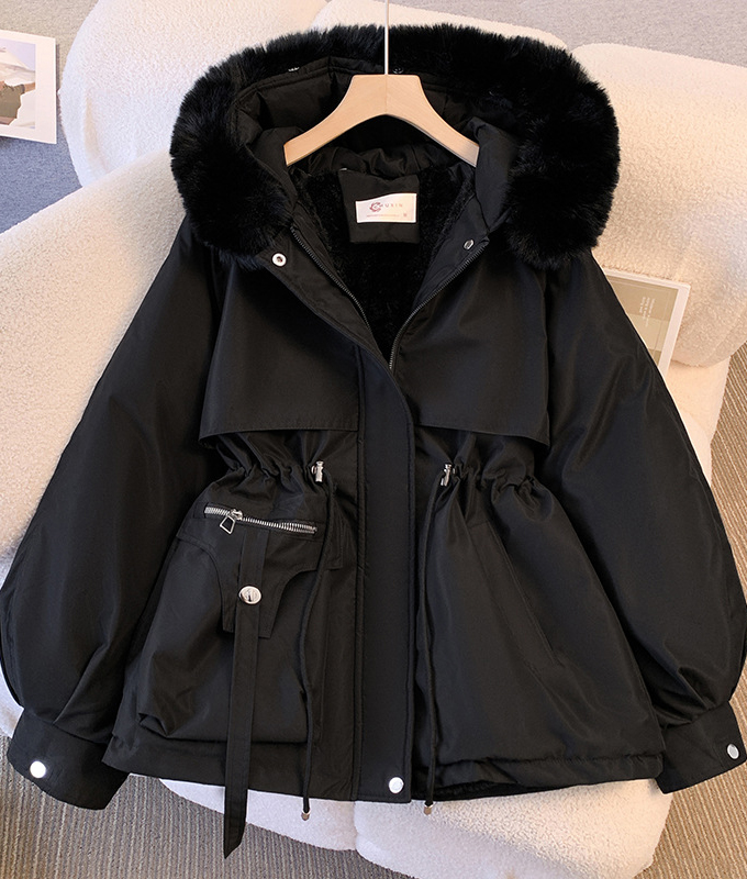 Hooded Zipper Plush Cotton Jacket on Luulla